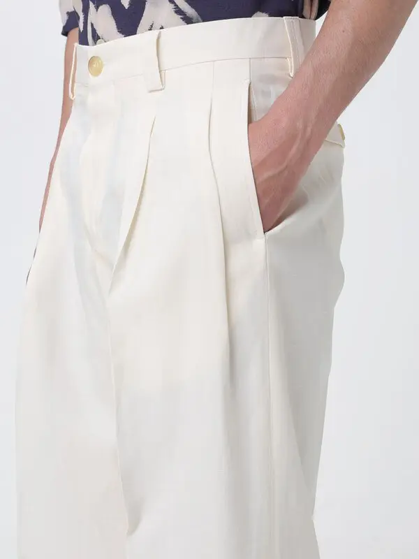 LANEUS Linen Wide Leg Trousers - Cream