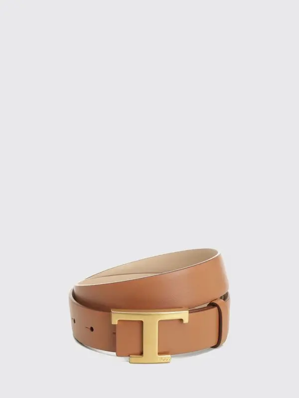 TOD'S Leather Belt With T Buckle - Brown