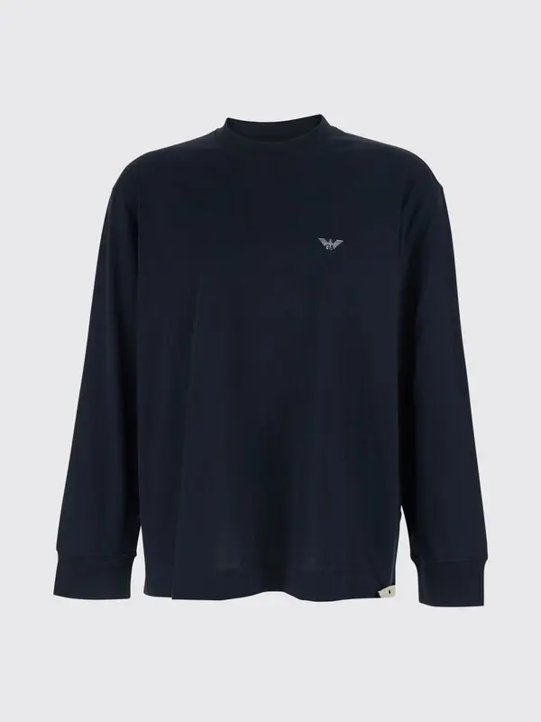 Emporio Armani Long-sleeved Cotton T-shirt With Eagle Logo - Blue