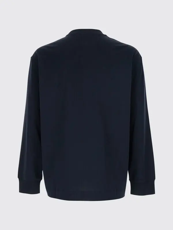 Emporio Armani Long-sleeved Cotton T-shirt With Eagle Logo - Blue