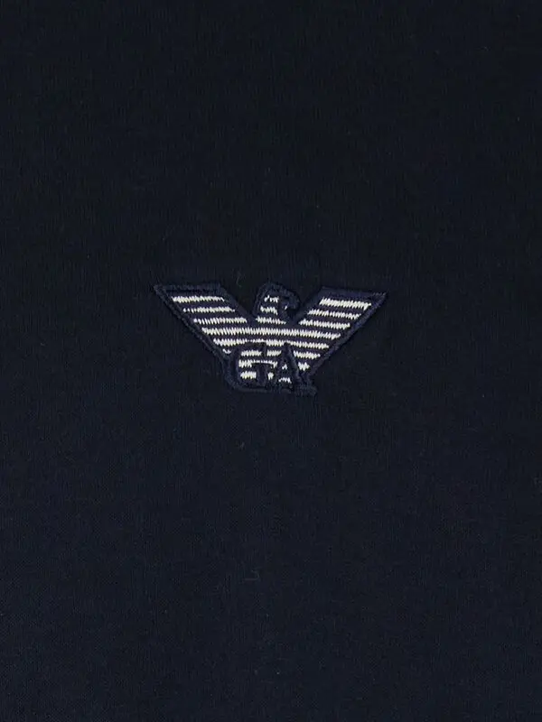 Emporio Armani Long-sleeved Cotton T-shirt With Eagle Logo - Blue