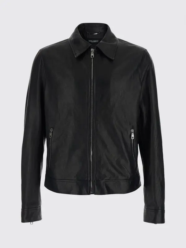 Dolce & Gabbana Lambskin Leather Jacket With Slim Fit