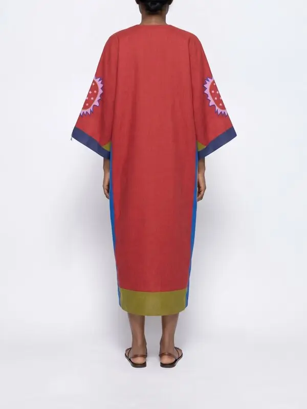 PAULA Midi Caftan Dress With Ethnic And Abstract Print