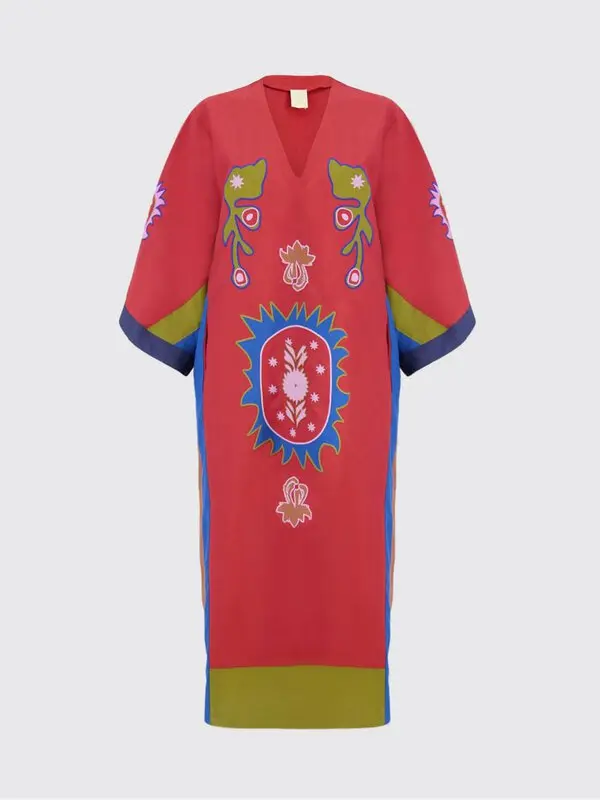 PAULA Midi Caftan Dress With Ethnic And Abstract Print