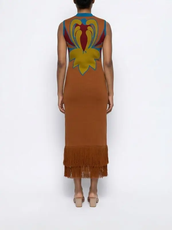 PAULA Vitoria Sleeveless Knit Midi Dress With Fringed Hem
