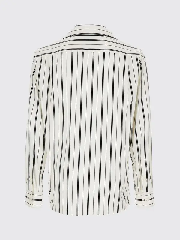 Dolce & Gabbana Striped Cotton Shirt With Cuban Collar And Patch Pocket