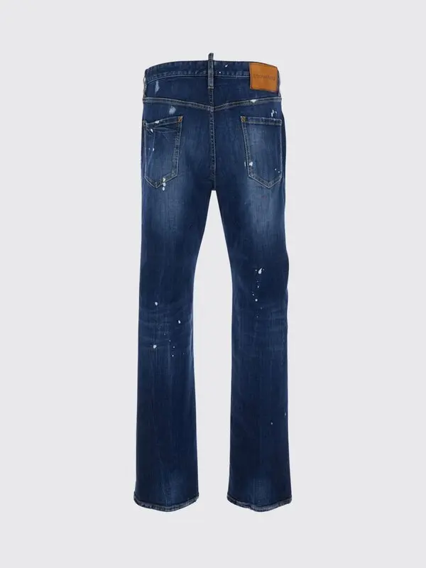 Dsquared2 642 Straight Fit Distressed Cotton Denim Jeans