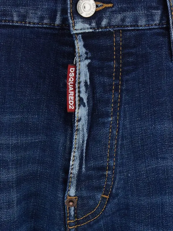 Dsquared2 642 Straight Fit Distressed Cotton Denim Jeans