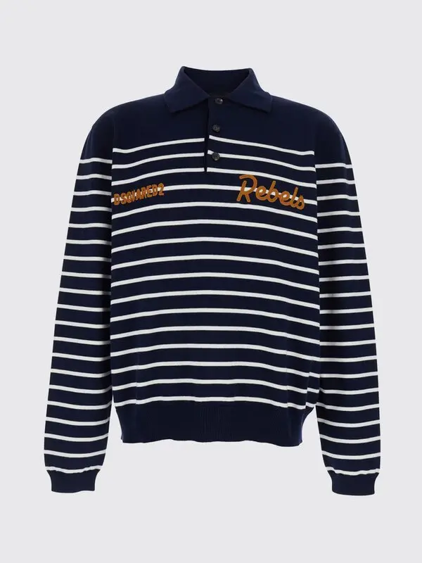 Dsquared2 Relaxed Fit Striped Knit Long-sleeve Polo