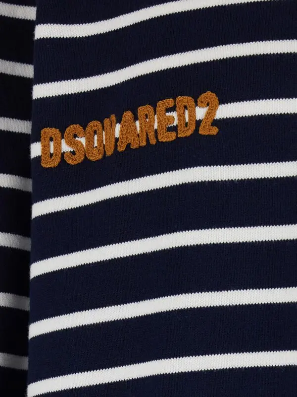 Dsquared2 Relaxed Fit Striped Knit Long-sleeve Polo