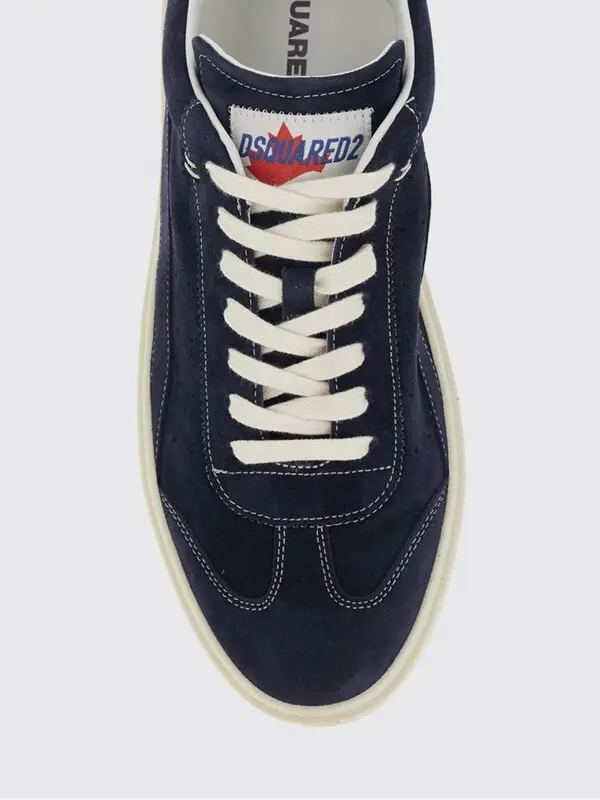 Dsquared2 Suede Calfskin Low-top Sneakers With Side Logo