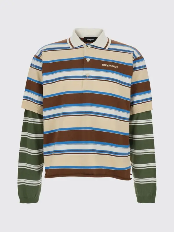 Dsquared2 Striped Long-sleeve Cotton Polo Shirt