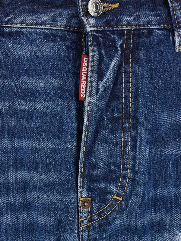 Dsquared2 642 Straight Fit Distressed Denim Five-pocket Jeans