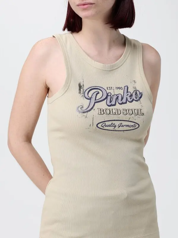 Pinko Wool And Viscose Blend Tank Top With Logo