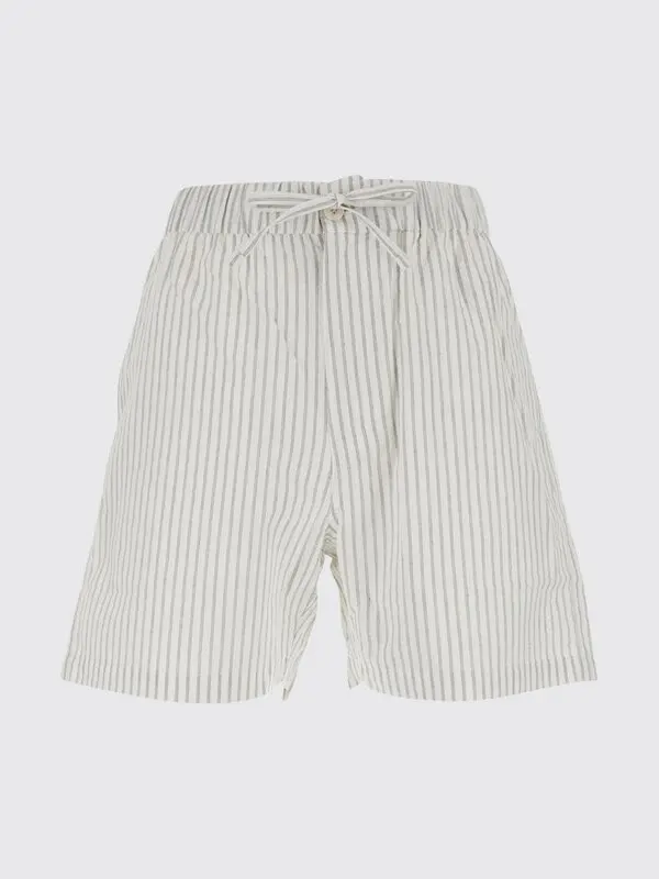 COOR Striped Cotton Drawstring Shorts With America Pockets