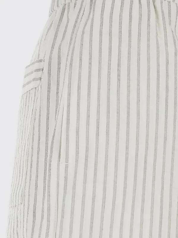 COOR Striped Cotton Drawstring Shorts With America Pockets