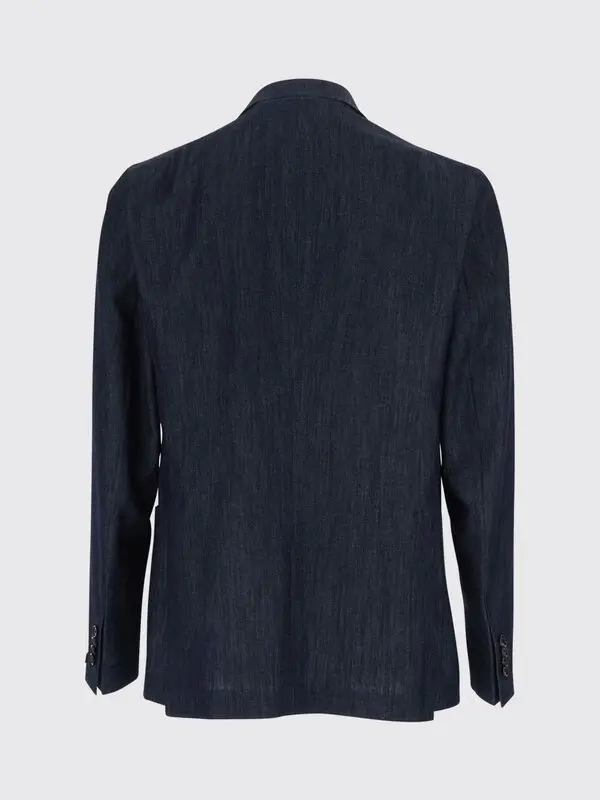 Tagliatore Double-breasted Cotton Blazer With Classic Lapels And Back Vent