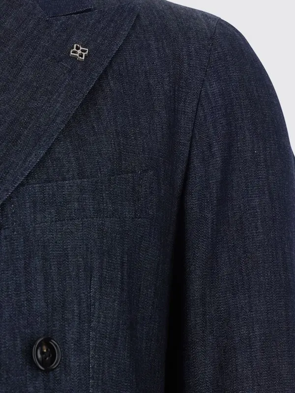 Tagliatore Double-breasted Cotton Blazer With Classic Lapels And Back Vent