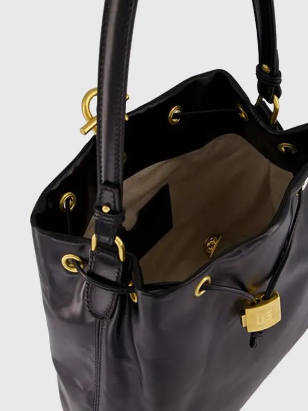 Balmain Pulse Leather Bucket Bag With Shoulder Straps