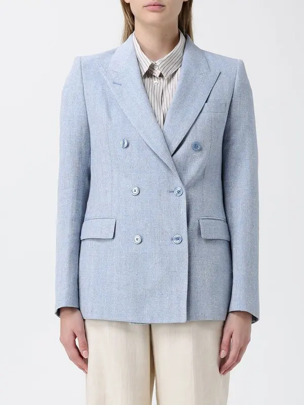 Tagliatore Double-breasted Cotton And Silk Blend Blazer - Blue