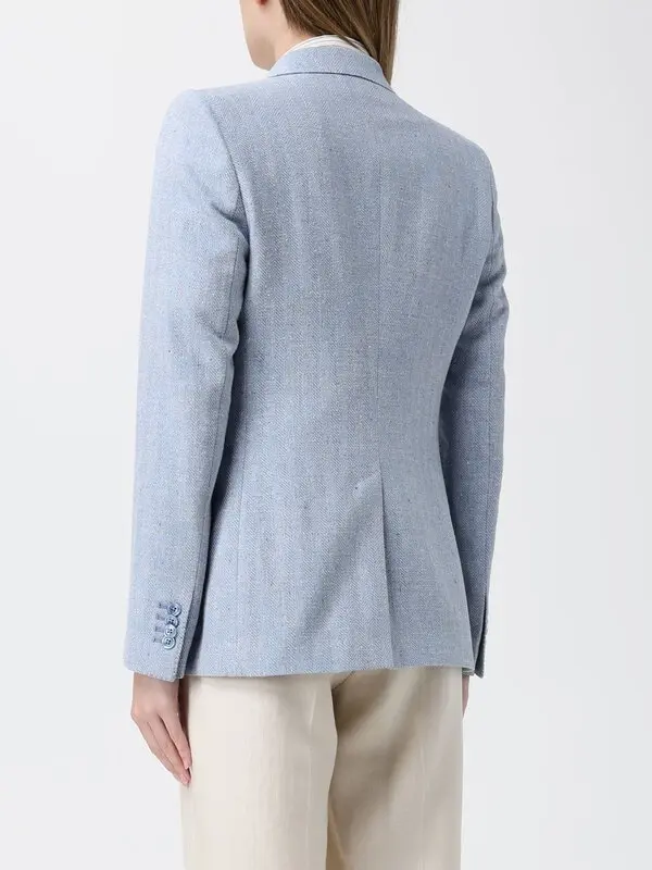 Tagliatore Double-breasted Cotton And Silk Blend Blazer - Blue
