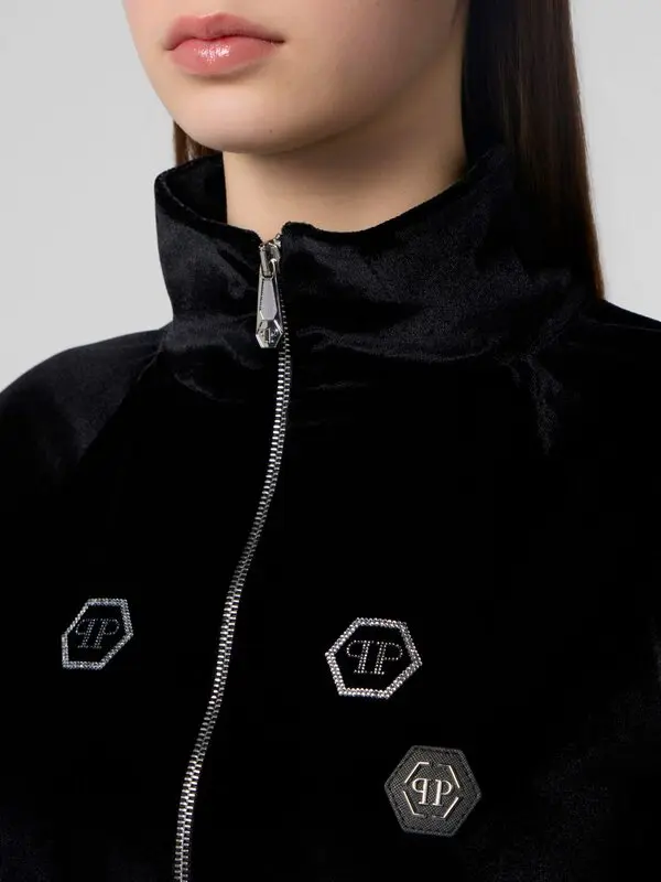 Philipp Plein Embellished Velvet Cropped Jacket