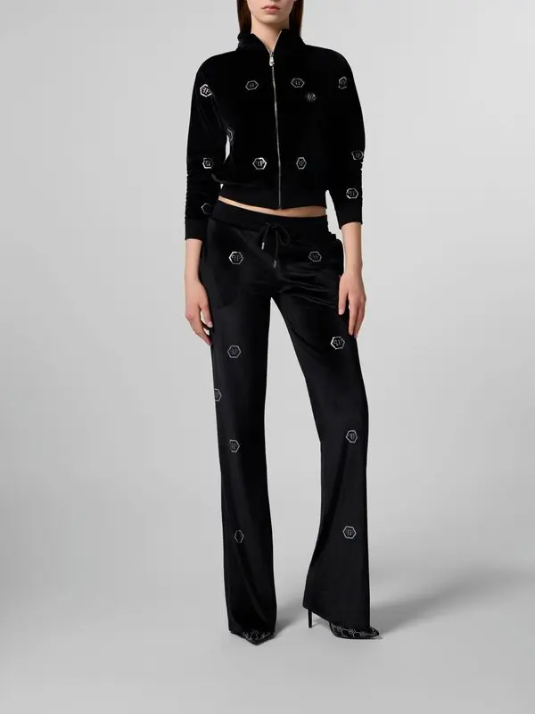 Philipp Plein Embellished Velvet Cropped Jacket