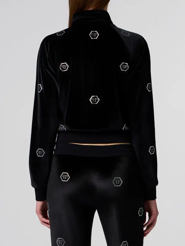 Philipp Plein Embellished Velvet Cropped Jacket