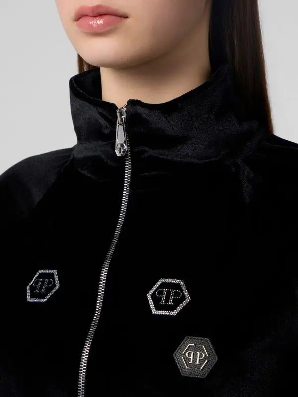 Philipp Plein Embellished Velvet Cropped Jacket