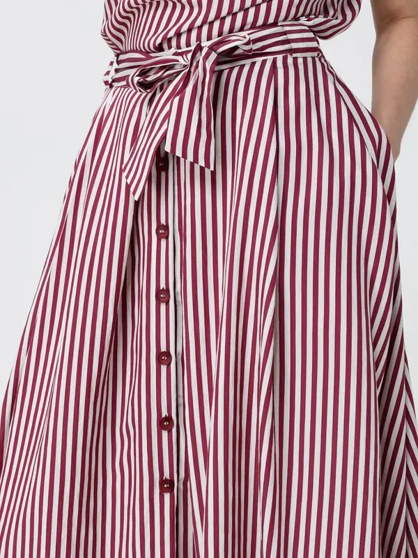 HANITA Striped Viscose Circle Skirt - Red