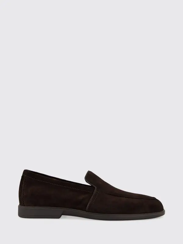Santoni Classic Suede Loafers With Raised Apron Toe