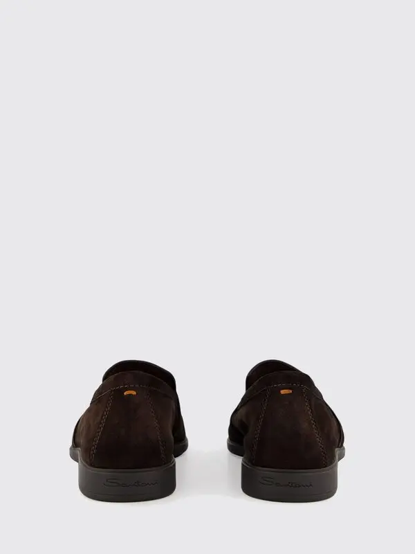 Santoni Classic Suede Loafers With Raised Apron Toe