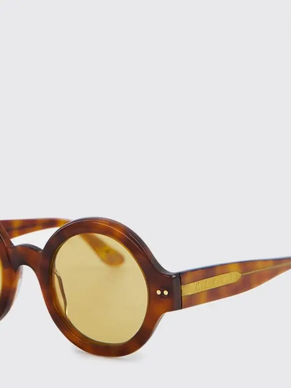 RETROSUPERFUTURE Tortoiseshell Acetate Round Frame Sunglasses With Yellow Lenses