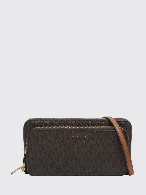 Michael Kors Coated Cotton Jet Set Bag With Mk Monogram Print - Brown