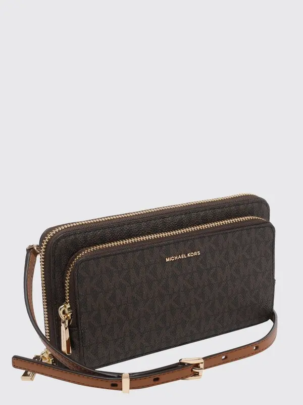 Michael Kors Coated Cotton Jet Set Bag With Mk Monogram Print - Brown