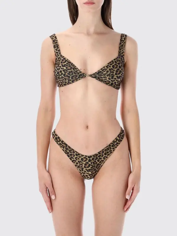 MATINEE Animal Print Triangle Bikini Top With V-neck