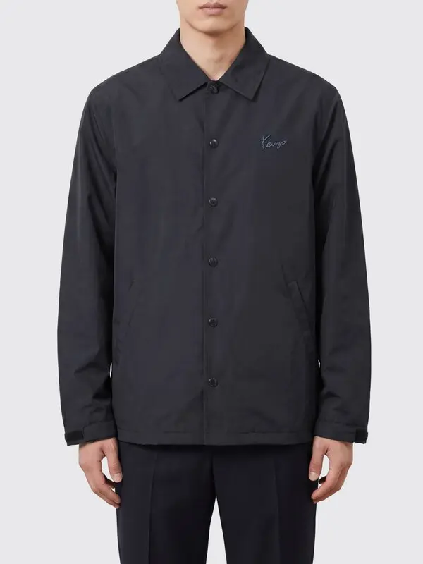 Kenzo Waterproof Technical Fabric Shirt Jacket With Logo