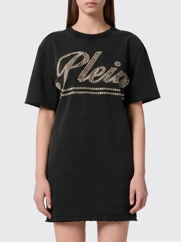 Philipp Plein Cotton Crewneck T-shirt With Rhinestone Logo - Black