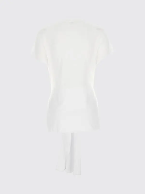 TOTEME Long Cotton Crewneck T-shirt With Tie-waist Sash Belt - White
