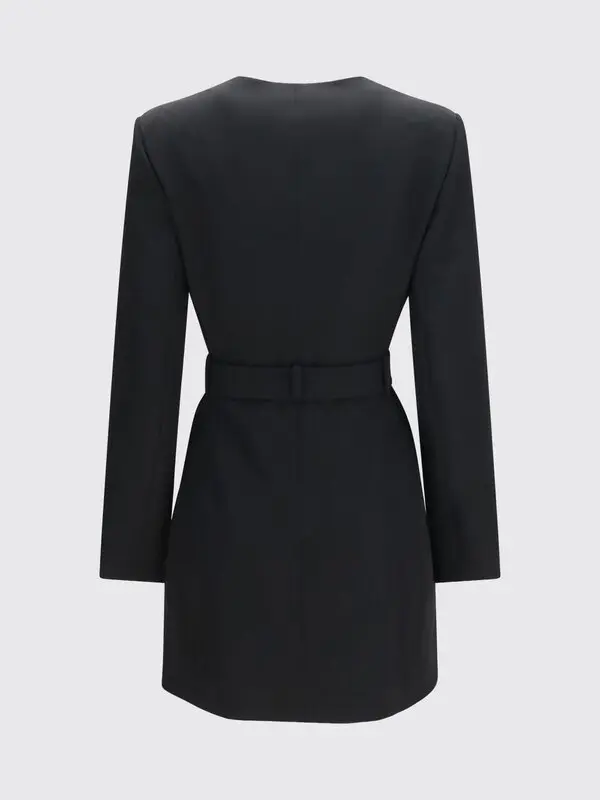 Balmain Merino Wool Wrap Blazer Mini Dress With Padded Shoulders