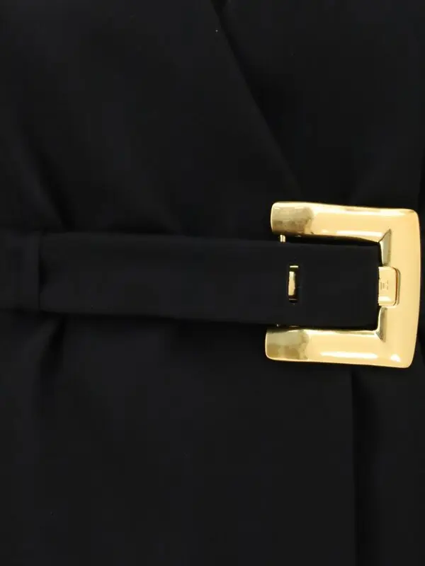 Balmain Merino Wool Wrap Blazer Mini Dress With Padded Shoulders