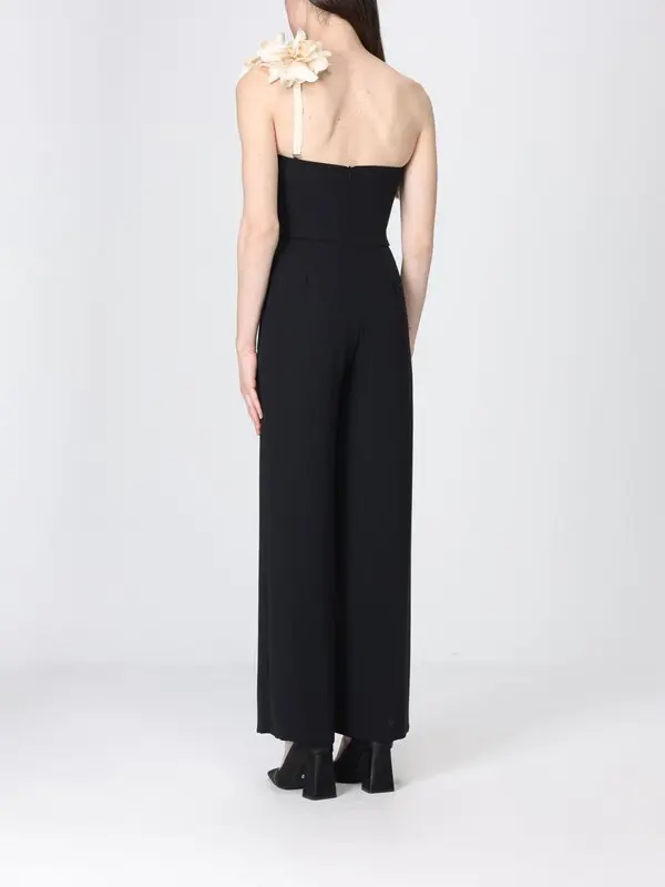 H COUTURE Polyester Crêpe Off-the-shoulder Jumpsuit With Flower Appliqu