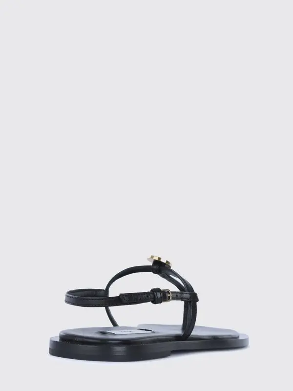 TOTEME Leather Thong Sandals With Low Heel And Ankle Strap