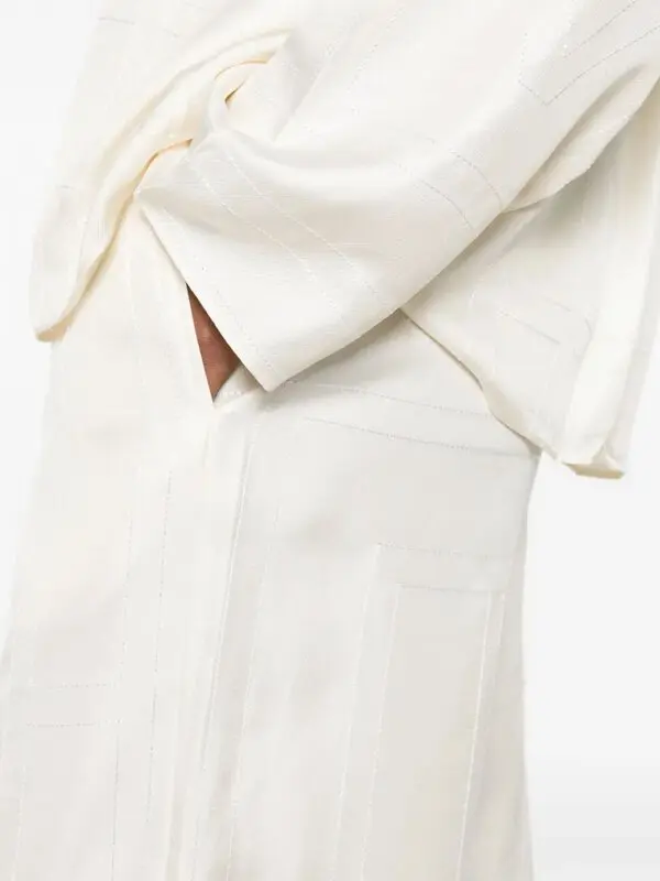 TOTEME High-waisted Silk Palazzo Trousers With Logo Print - White