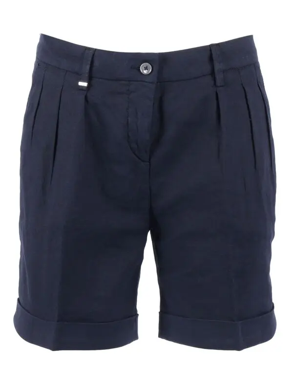 FAY Stretch Linen And Cotton Shorts - Blue