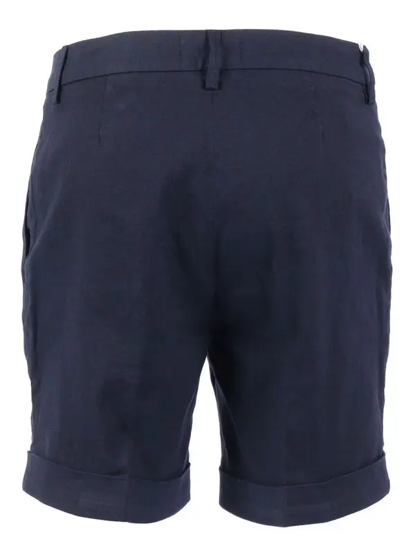 FAY Stretch Linen And Cotton Shorts - Blue