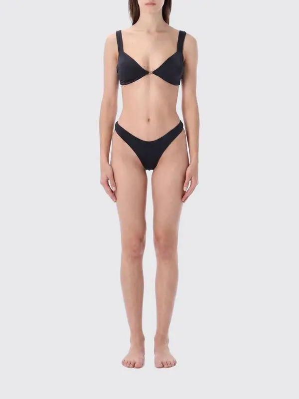 MATINEE Triangle Bikini Set With V-neck Top And Brazilian Briefs - Black