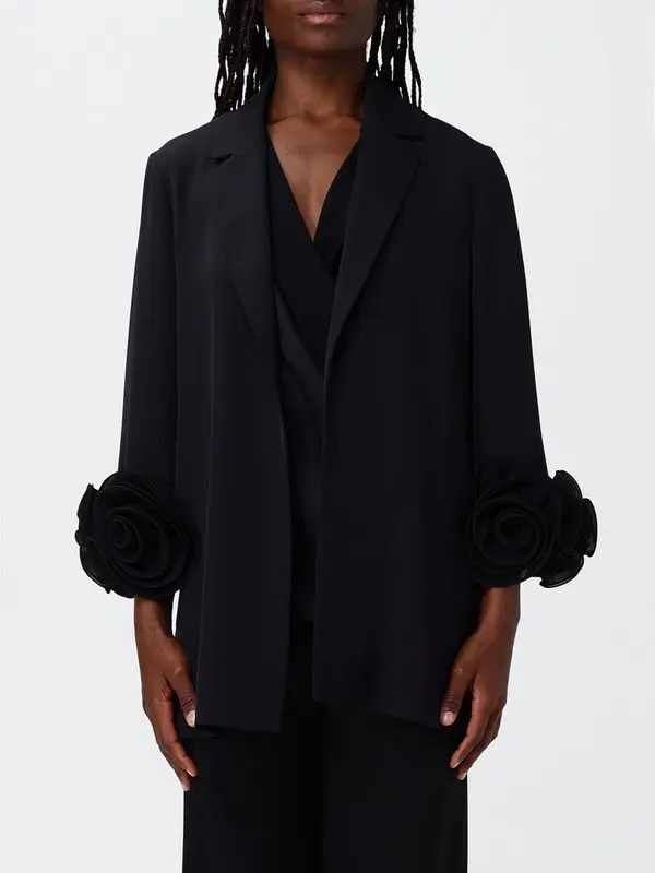 H COUTURE Recycled Polyester Blazer With Flowers - Black