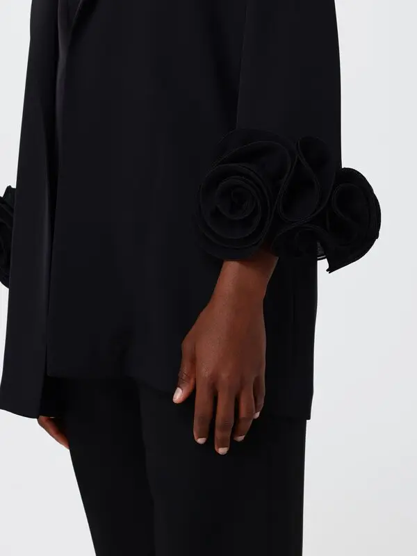 H COUTURE Recycled Polyester Blazer With Flowers - Black