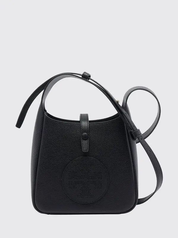 Tory Burch Miller Swing Calfskin Leather Shoulder Bag With Double T Logo - Black
